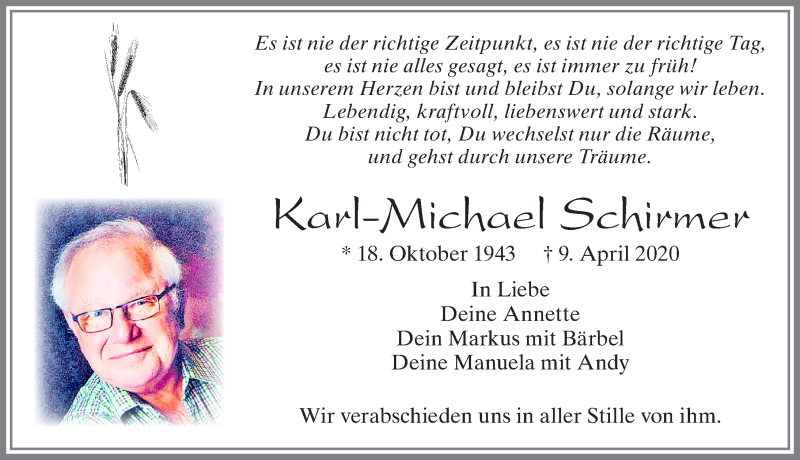 Traueranzeigen von Karl-Michael Schirmer | Allgäuer Zeitung Traueranzeigen von Karl-Michael Schirmer | Allgäuer Zeitung