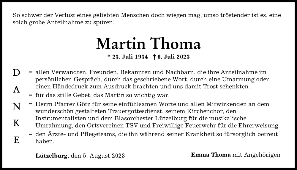 Traueranzeigen von Martin Thoma | Allgäuer Zeitung Traueranzeigen von Martin Thoma | Allgäuer Zeitung